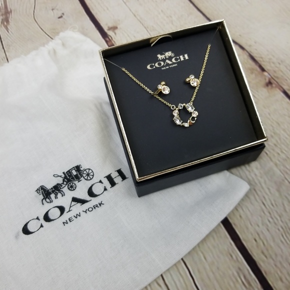 Coach | Jewelry | Coach Boxed Pendant Necklace And Earrings Set | Poshmark